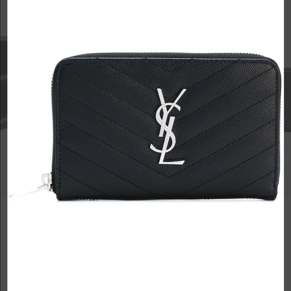 Yves Saint Laurent | Bags | Ysl Logo Monogram Zip Wallet | Poshmark